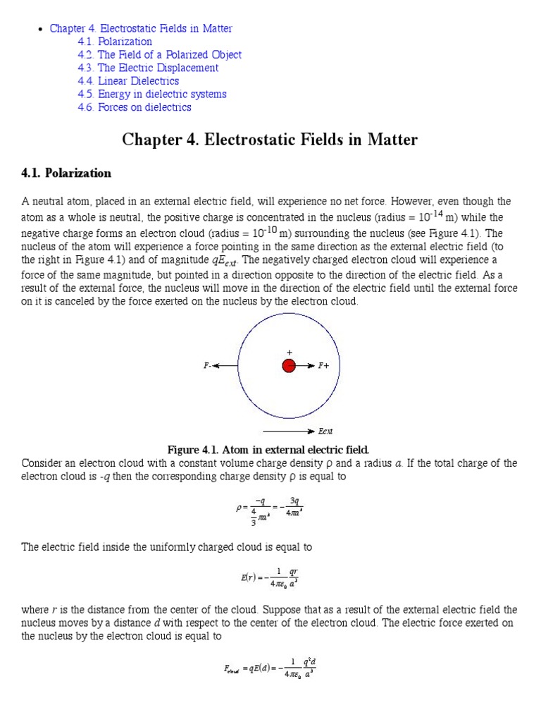 Chapter 4. Electrostatic Fields in Matter: 4.1. Polarization | PDF | Dielectric | Electric Field