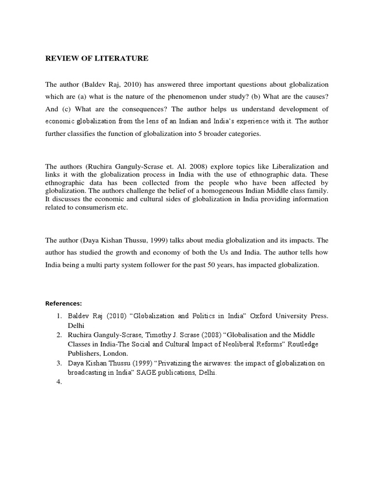 Review of Literature: References | PDF