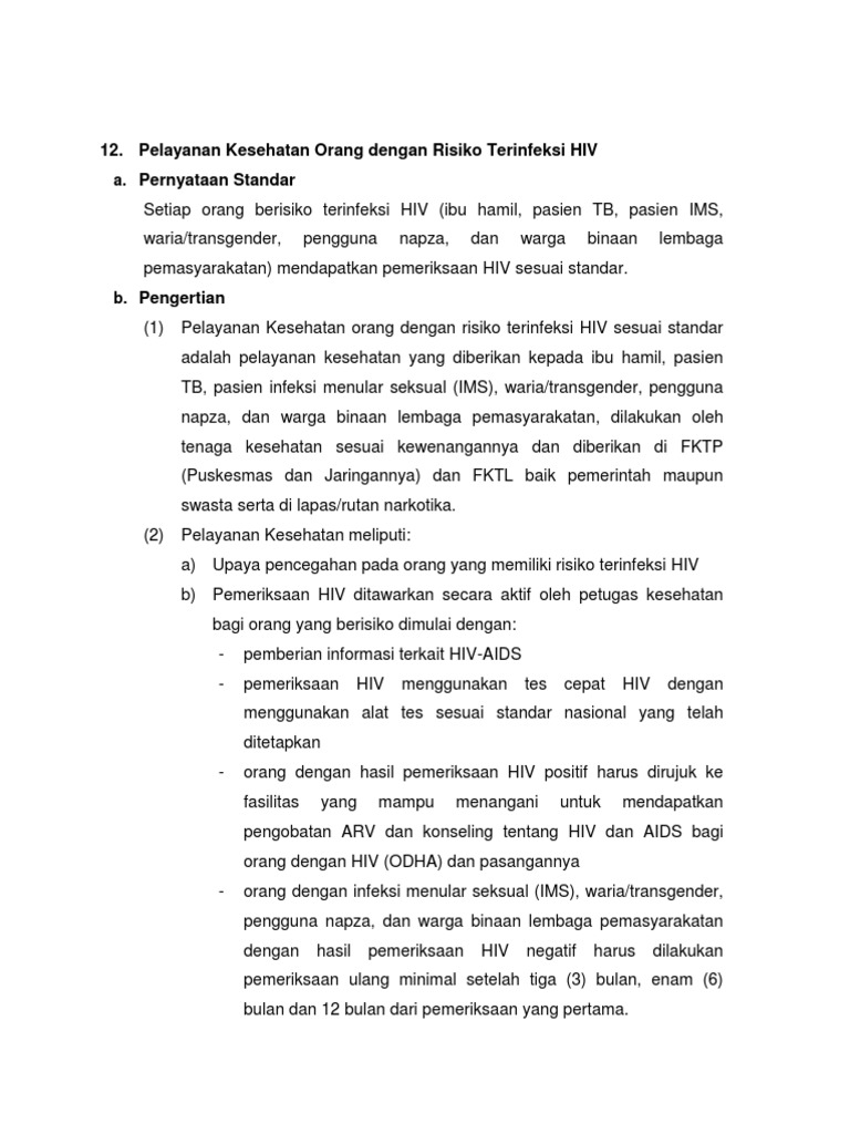 Pelayanan Kesehatan Orang Dengan Risiko Terinfeksi HIV | PDF
