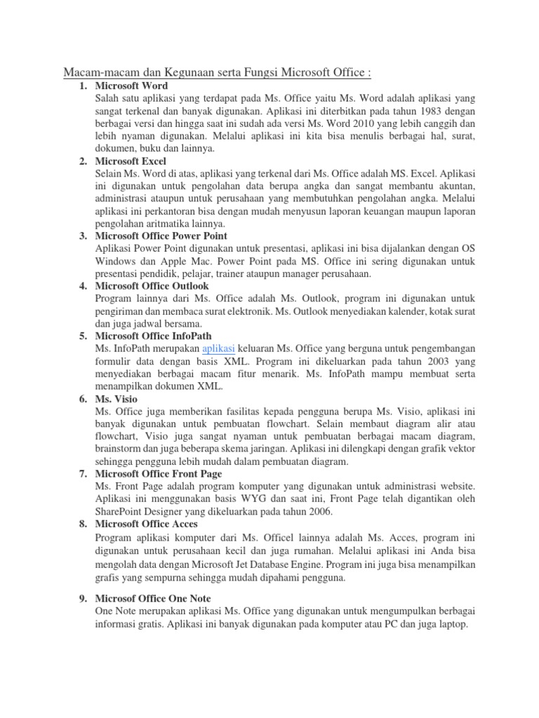 Fungsi dan Kegunaan Microsoft Office | PDF