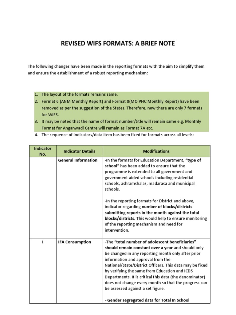 Revised WIFS Reporting Formats Guide | PDF | Business | Social Science