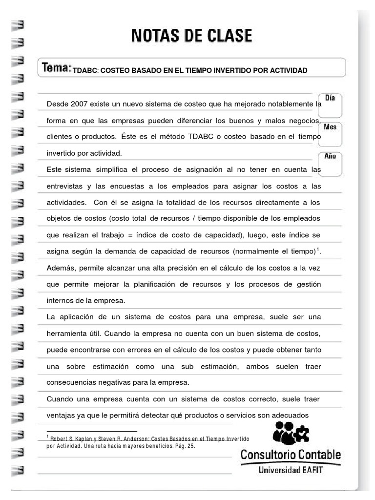 Nota de Clase 38 Costos TDABC | PDF | Costo | Capital (economía)