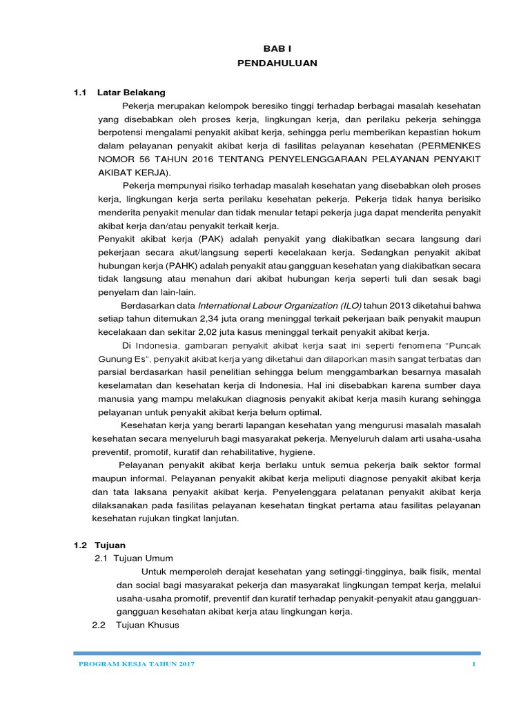 Contoh Laporan Tahunan Program Kesehatan Kerja Puskesmas