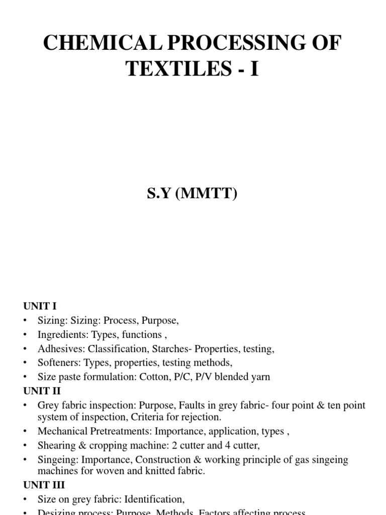 Chemical Processing of Textiles - I - Compressed | PDF | Weaving | Yarn