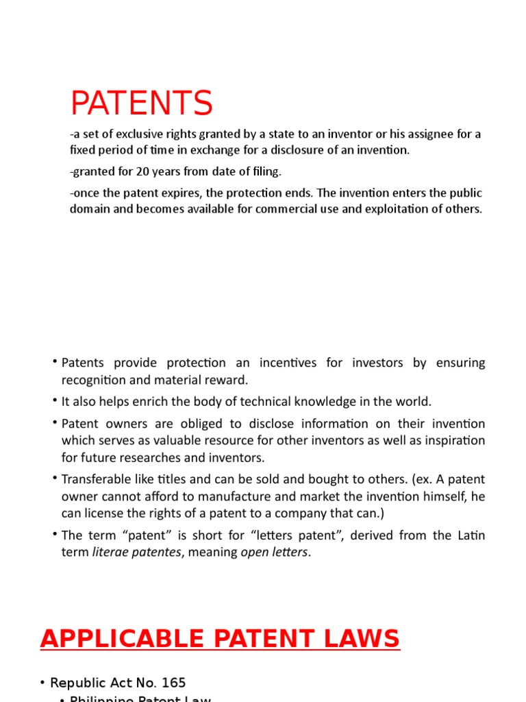Patents | PDF | Patent | Glossary Of Patent Law Terms