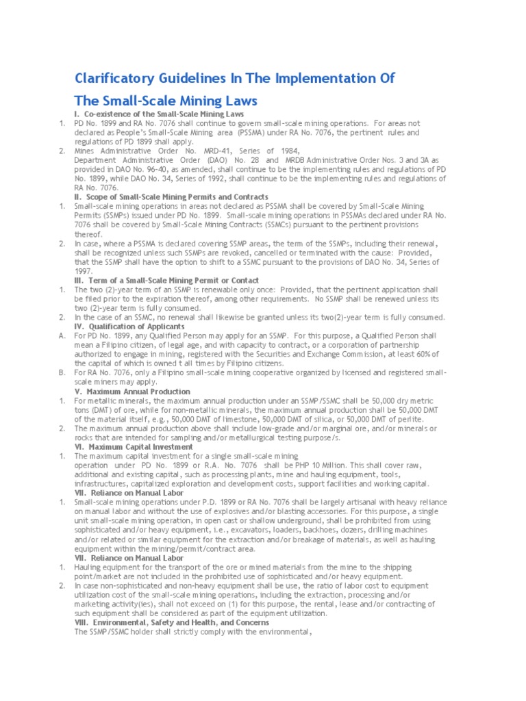 Clarificatory Guidelines in The Implementation of The Small-Scale ...