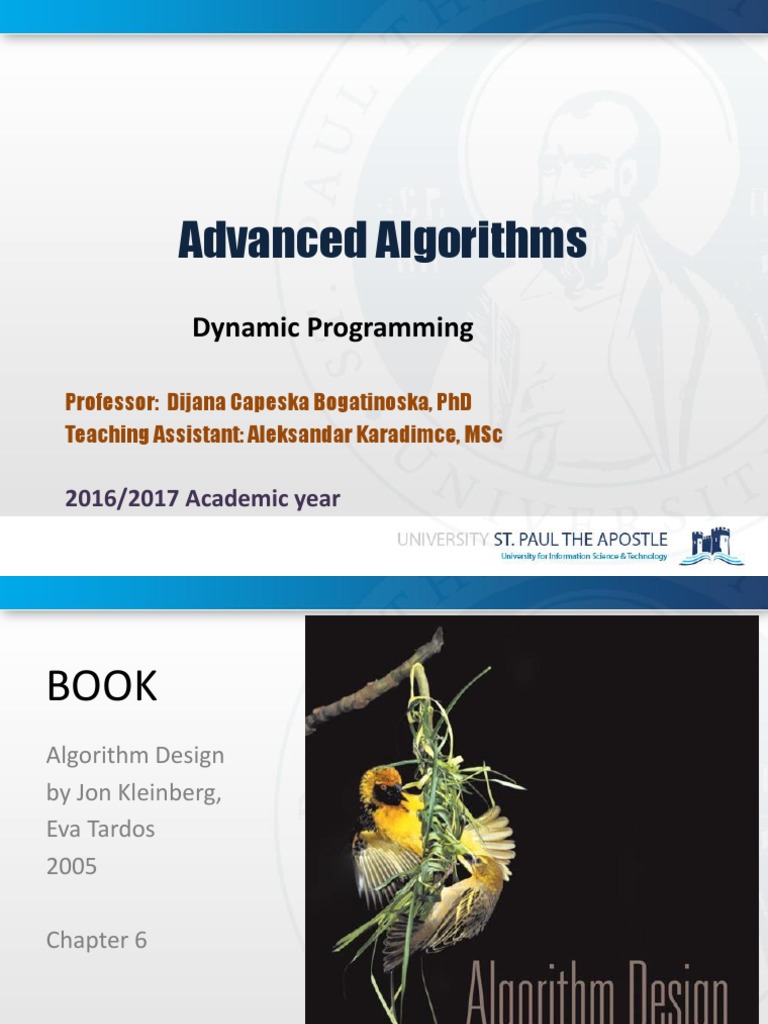 Advanced Algorithms Tutorial 6 Dynamic Programming Pdf Dynamic Programming Mathematical