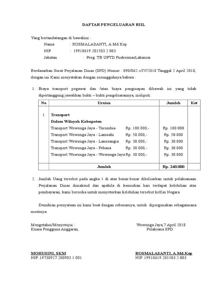 Daftar Pengeluaran Riil-1 | PDF