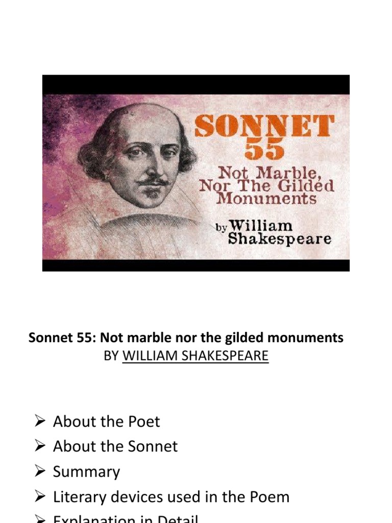 Np Sonnet 55 Pptx Autorecovered Pdf William Shakespeare Poetry