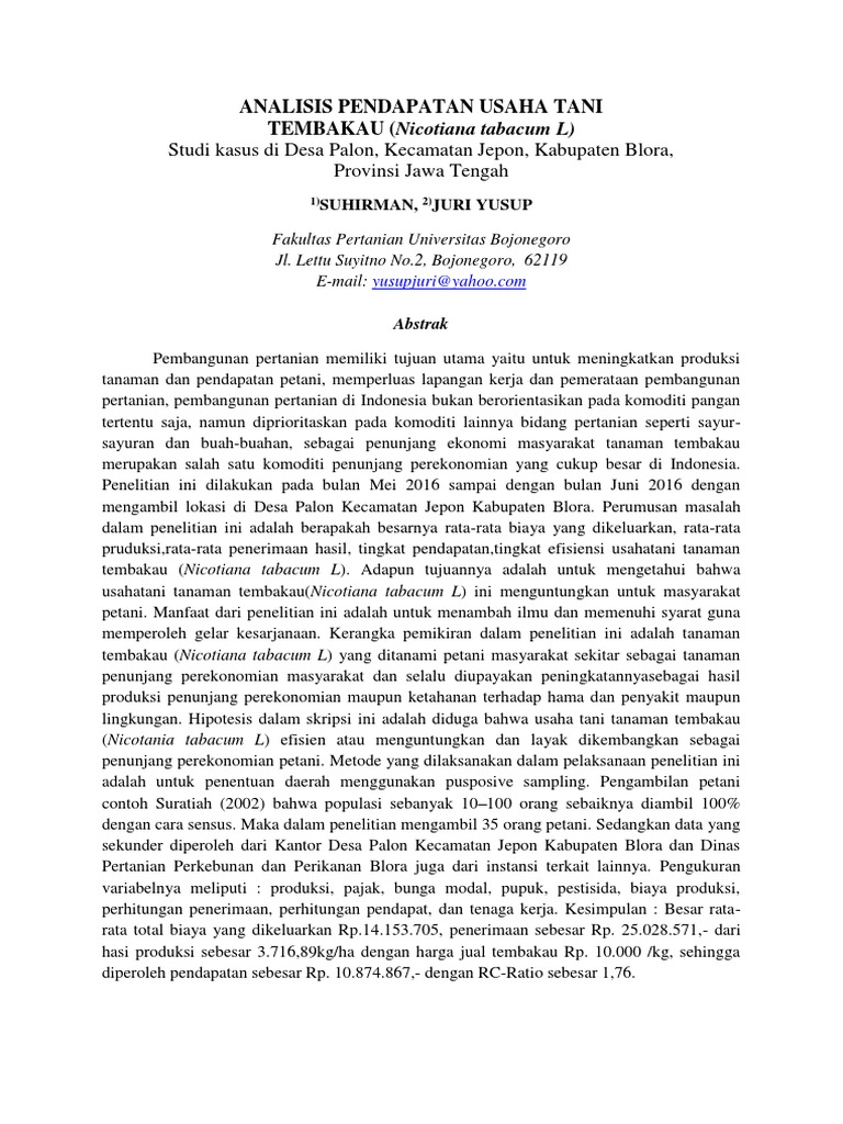 Pendapatan Usaha Tani Tembakau | PDF | Kesehatan Holistik