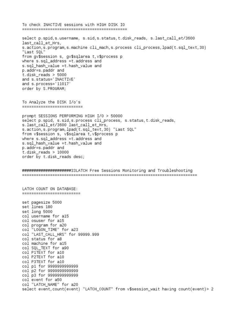 DBA Scripts | PDF | Data Buffer | Oracle Database