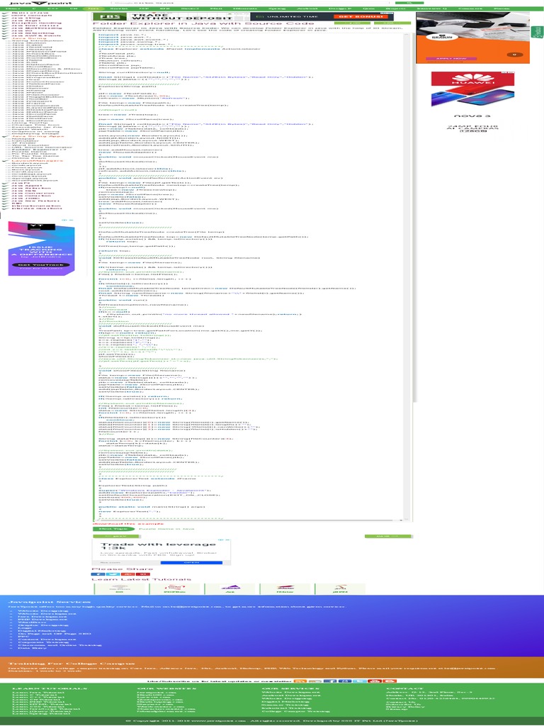 Folder Explorer In Java With Source Code Javatpoint Pdf Java Programming Language Websites