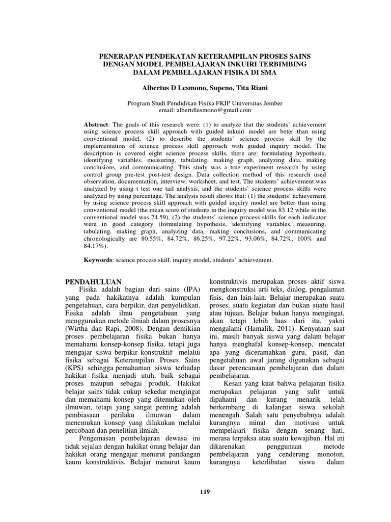 JPF Ketrampilan Proses Lesmono Edit 2 | PDF