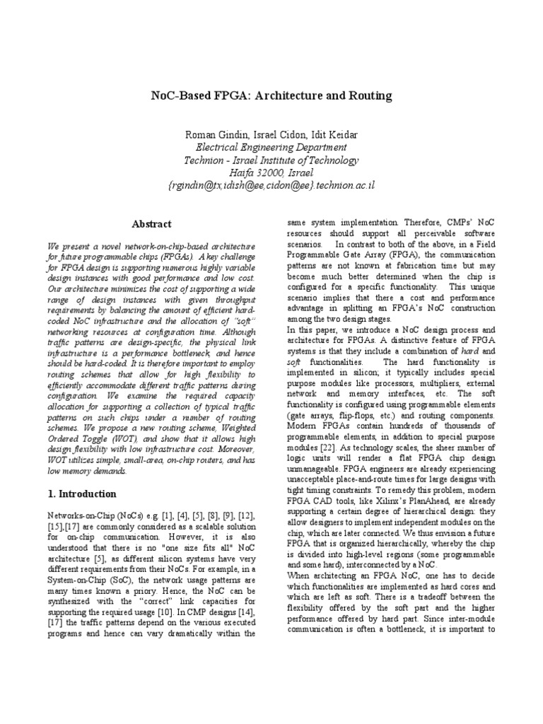 Noc Based Fpga Architecture And Routing Pdf Field Programmable Gate Array Routing