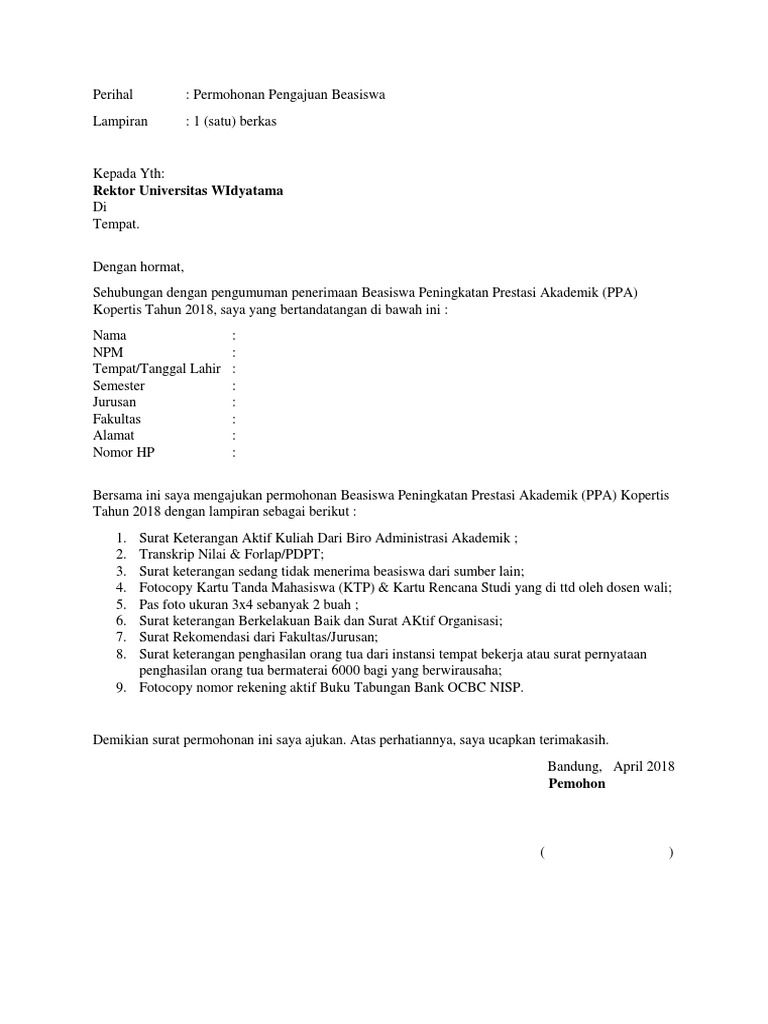 Surat Permohonan Ke Rektor | PDF