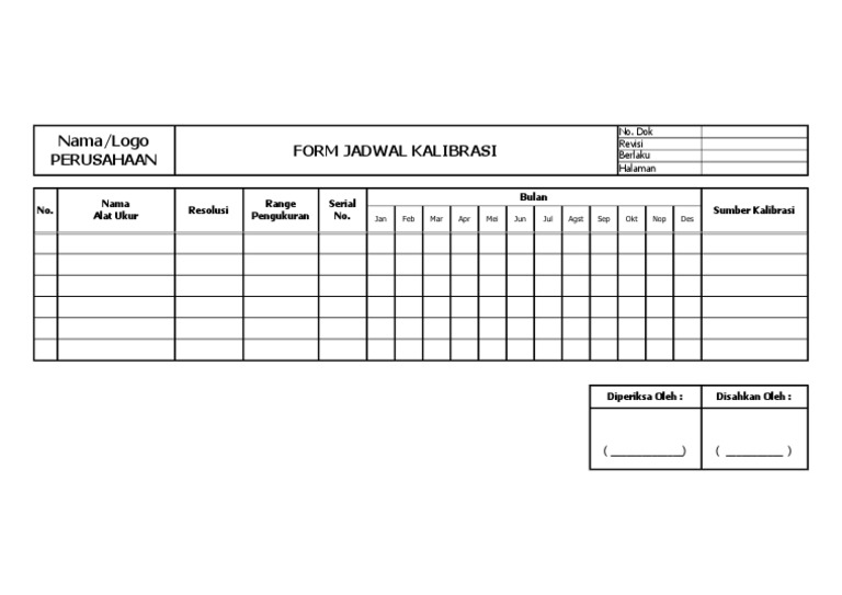 Form Jadwal Kalibrasi Alat Ukur | PDF