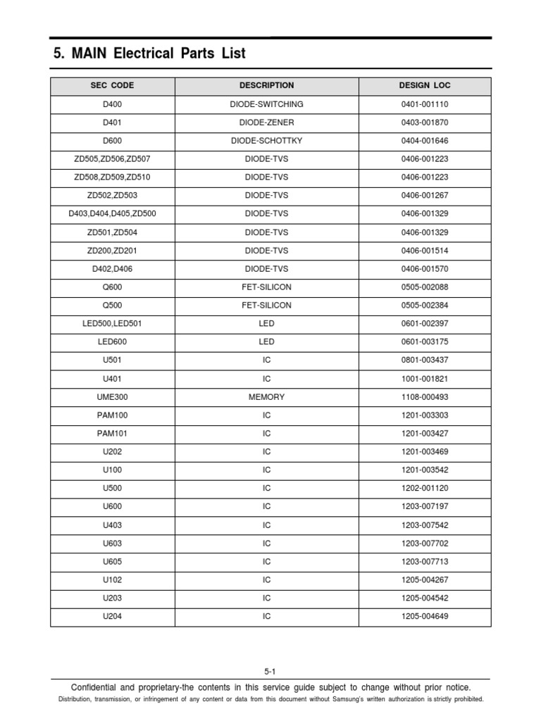 S6810P Electrical Part List PDF | PDF