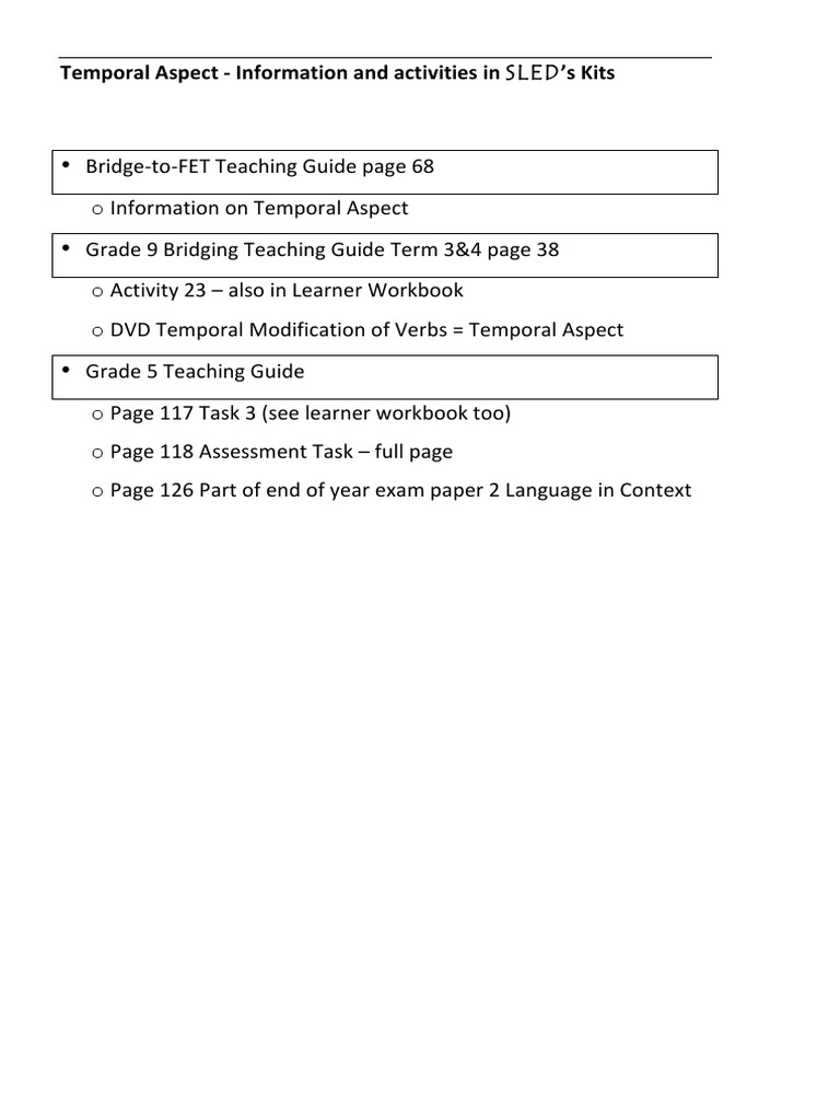 Temporal Aspect | PDF | Teaching Methods & Materials