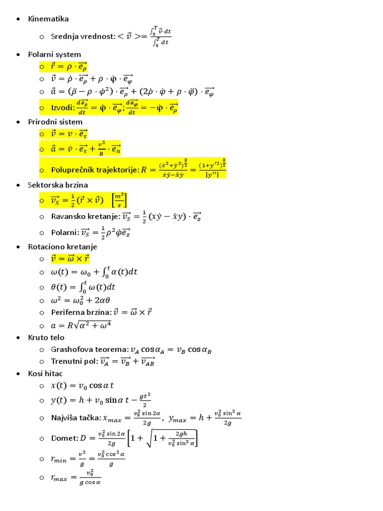 Fizika Formule | PDF