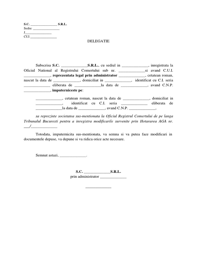 Model Delegatie ONRC | PDF