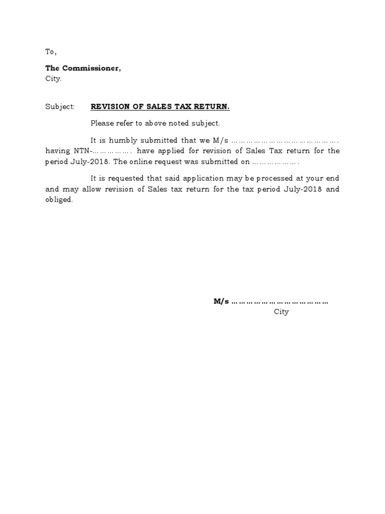 Application For Revision of S.tax Return | PDF