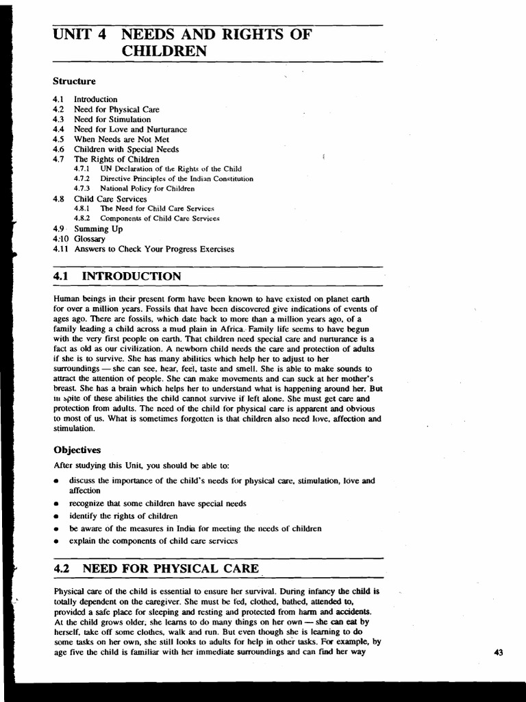 Meeting Children's Needs: An Analysis of the Physical, Emotional, and ...