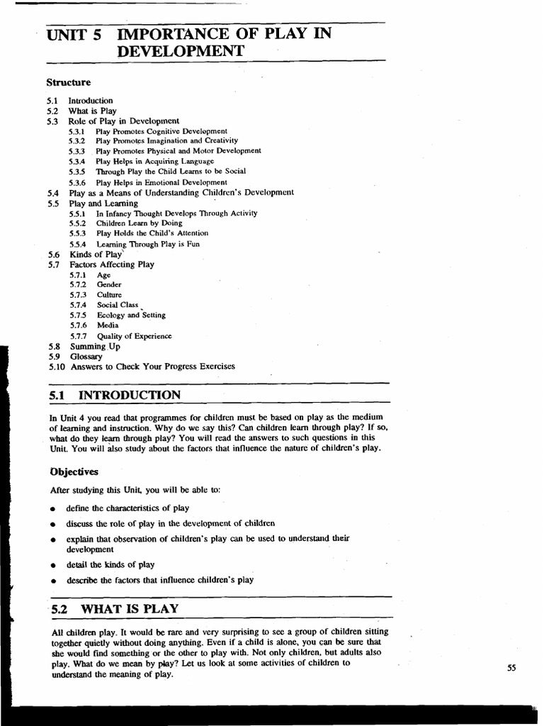 Unit 5 Importance of Play in Development: Structure | PDF | Child ...