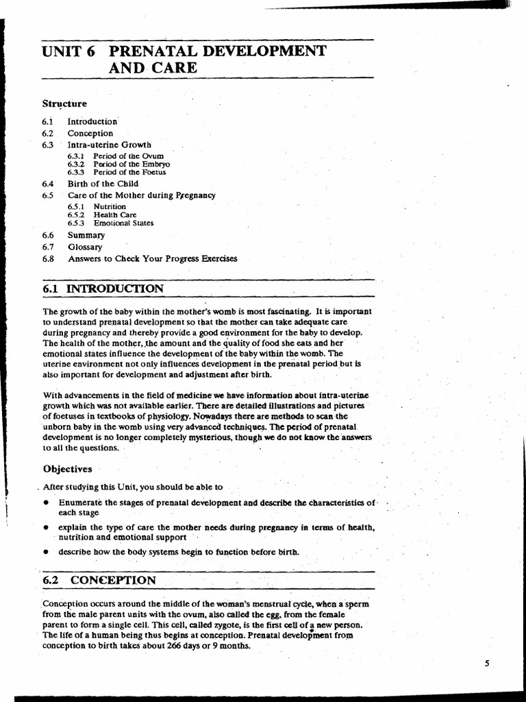 And Care: Unit Prenatal Development | PDF | Prenatal Development | Fetus