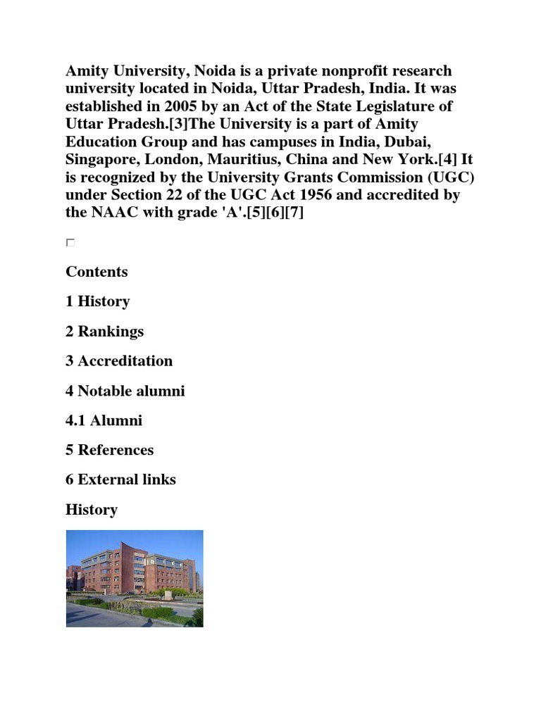 Amity University | PDF | Universities And Colleges | Higher Education