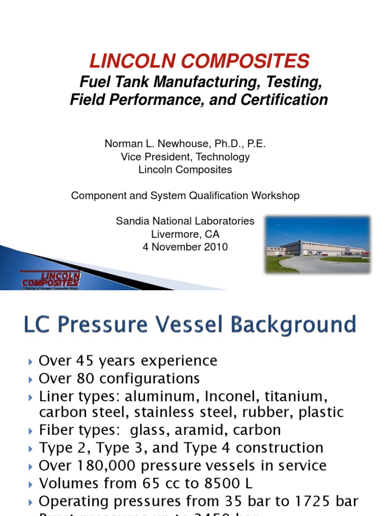 Lincoln Composites: Fuel Tank Manufacturing, Testing, Field Performance ...