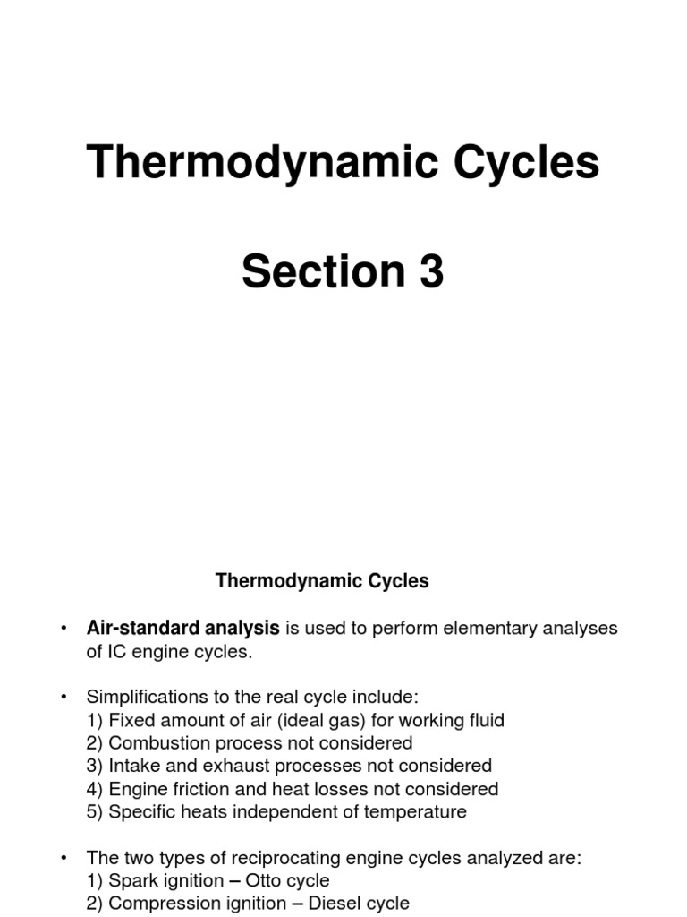 Thermodynamic Cycle Analysis Overview | PDF | Diesel Engine | Internal ...