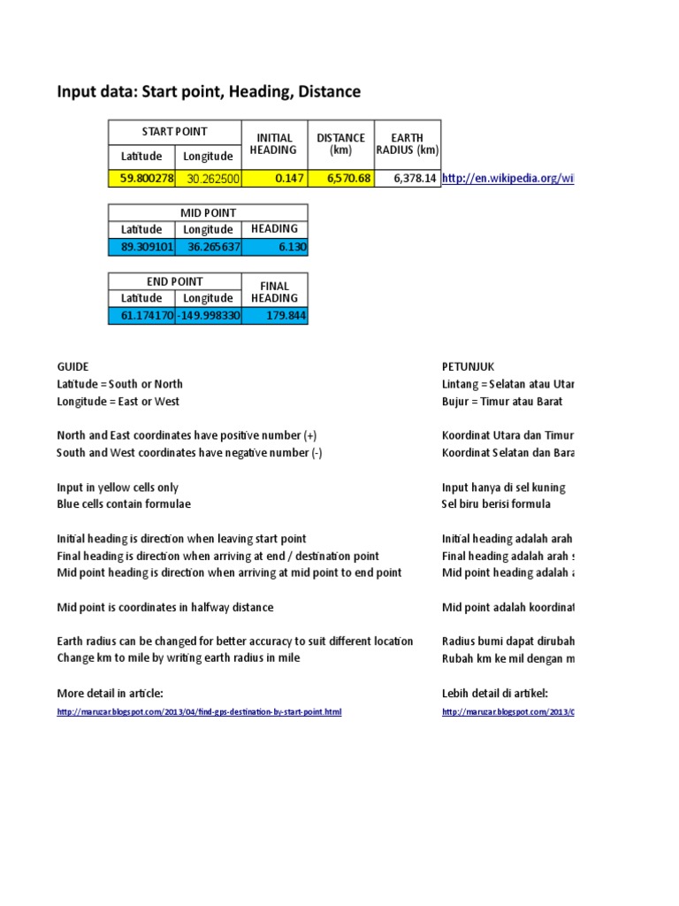 ''GPS Coordinates Calculation For Distance, Area, Heading, Etc | PDF ...