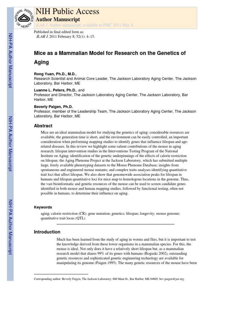 Common Mouse Research Models | PDF | Insulin Like Growth Factor 1 | Ageing