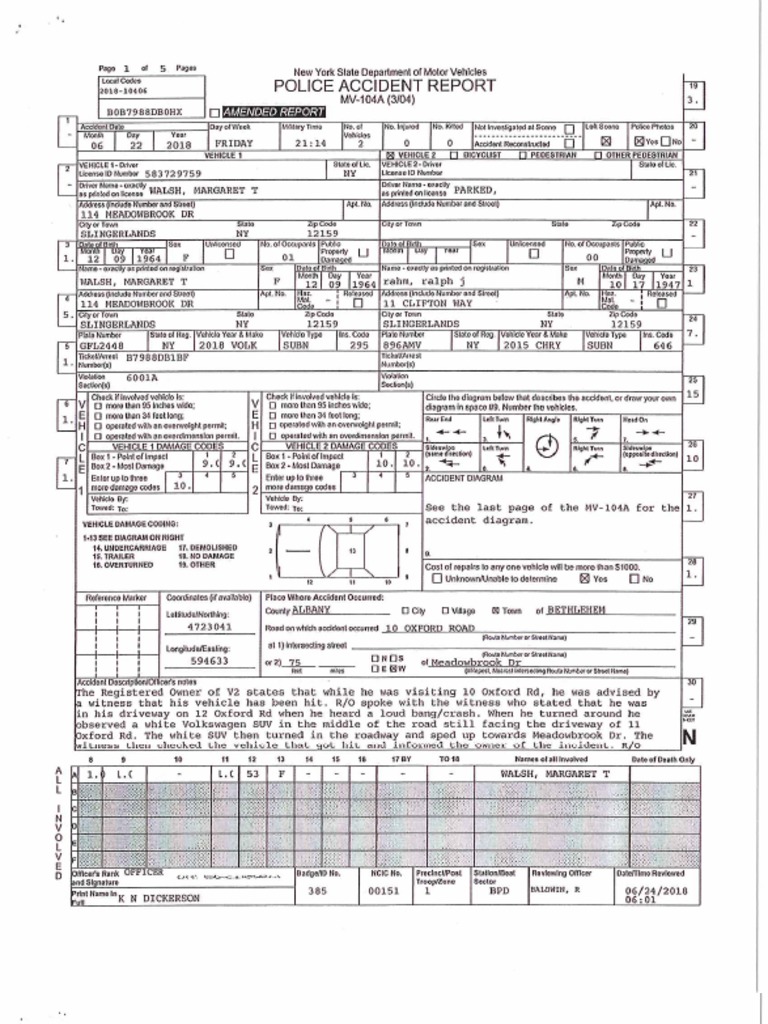 Judge Margaret Walsh Accident Report | PDF