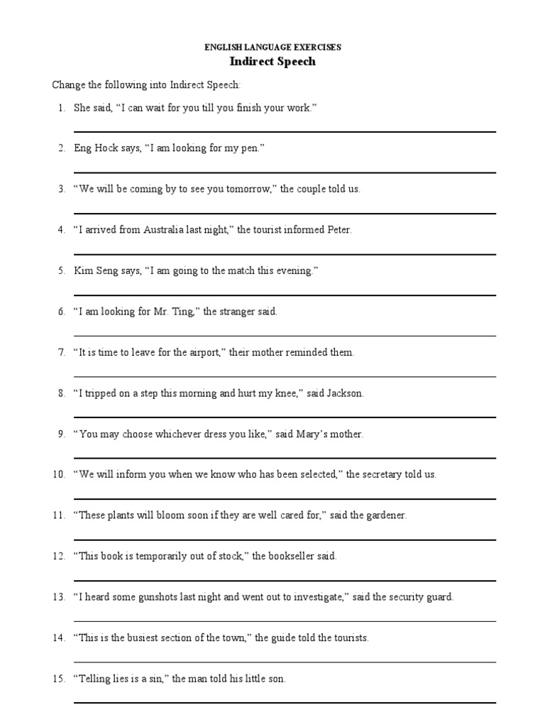Indirect Speech Practice | PDF