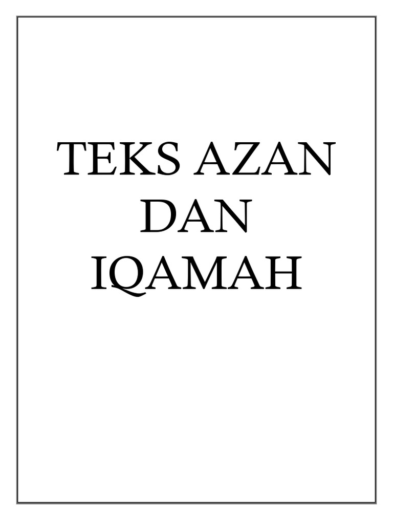 Teks Azan Dan Iqamah | PDF