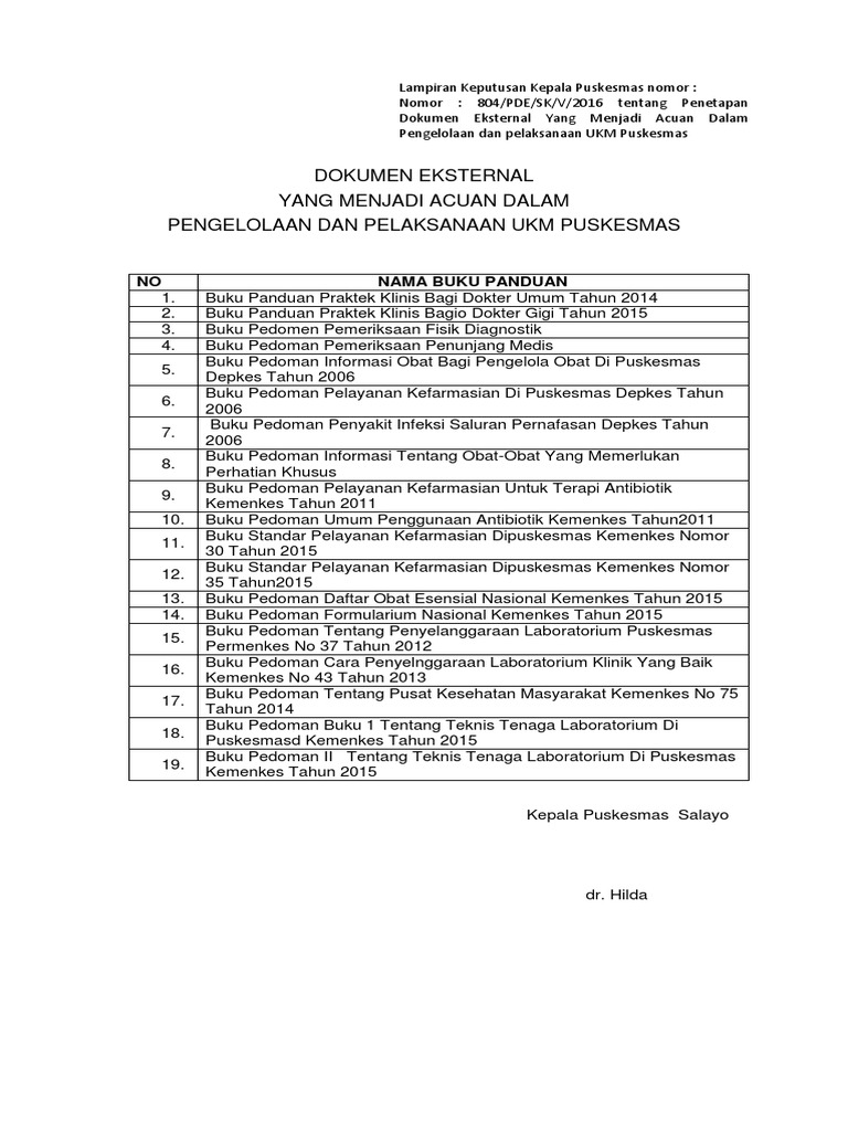 Lampiran Dokumen Eksternal Layanan Klinis | PDF