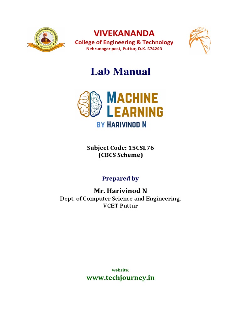 ML Lab Manual | PDF | Statistical Classification | Areas Of Computer ...
