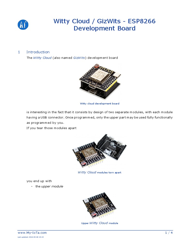 Witty Cloud (GizWits) - ESP8266 Development Board | PDF | Electrical ...