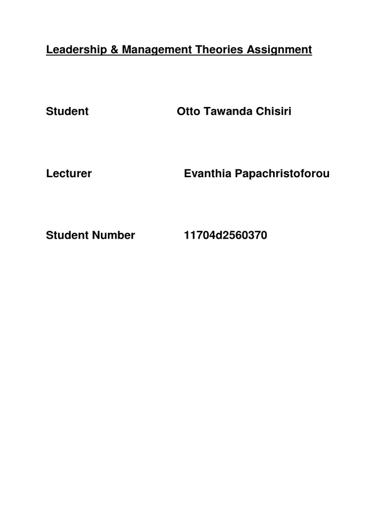 Leadership Assignment Draft | Leadership | Leadership & Mentoring ...