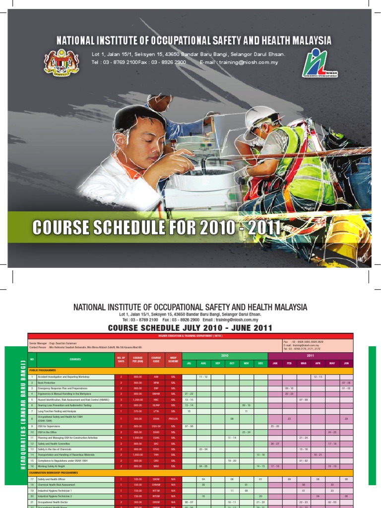 Niosh Training Schedule | PDF | Occupational Safety And Health ...
