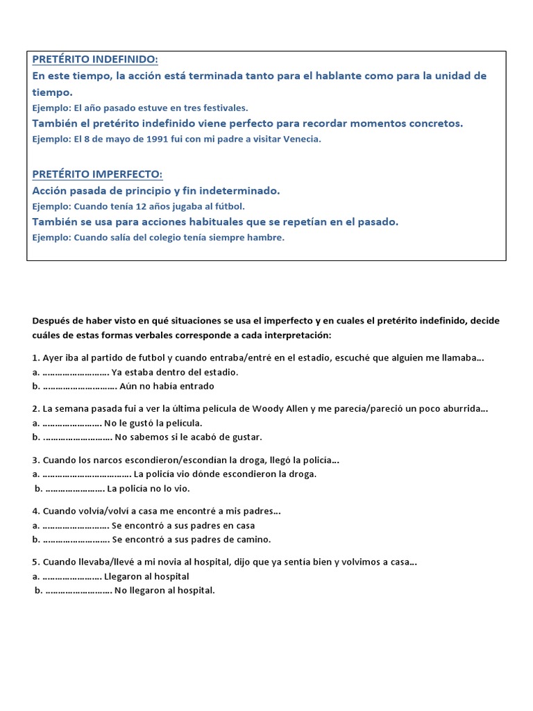 Uso del Pretérito en Español | PDF | Ocio