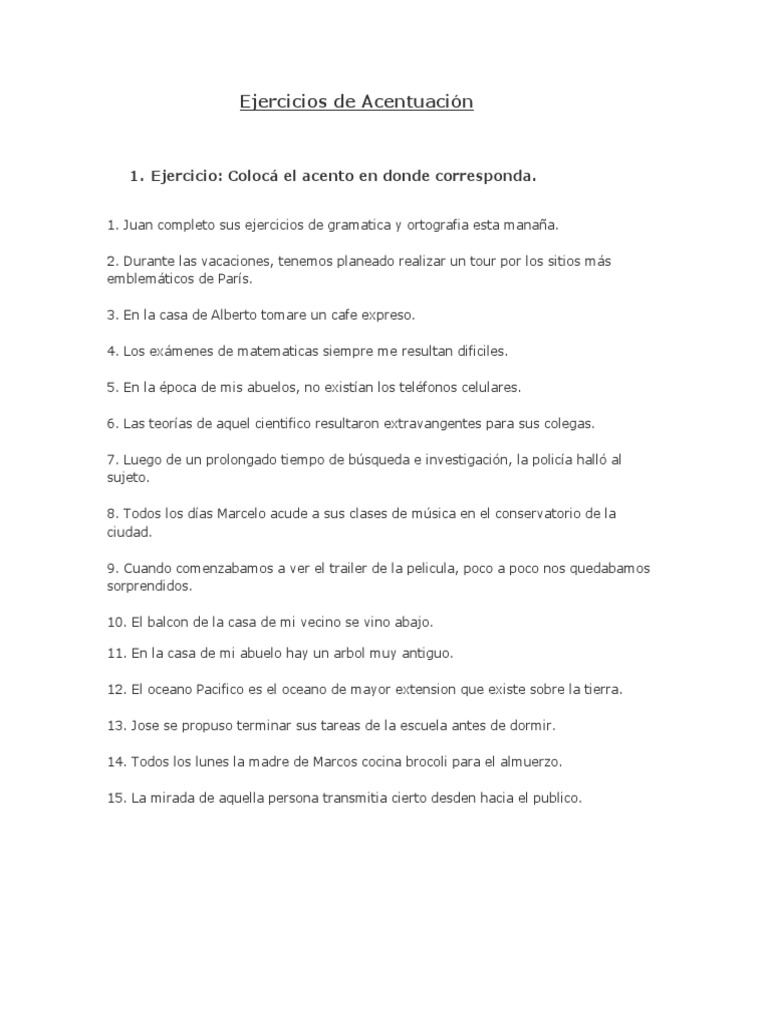 Ejercicios de Acentuación y Ortografía | PDF | Lingüística