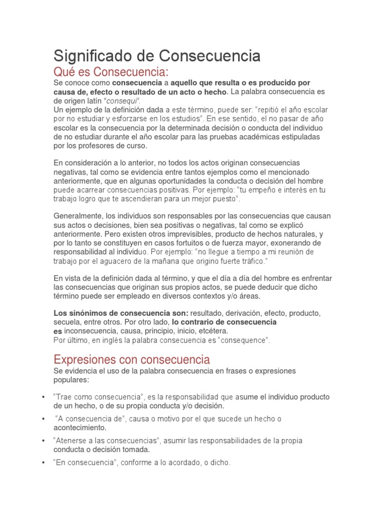 Significado de Consecuencia | PDF | Comportamiento | Argumento