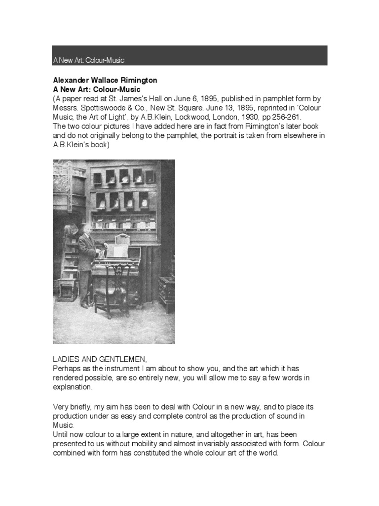 Alexander Wallace Rimington A New Art: Colour-Music | PDF | Color ...