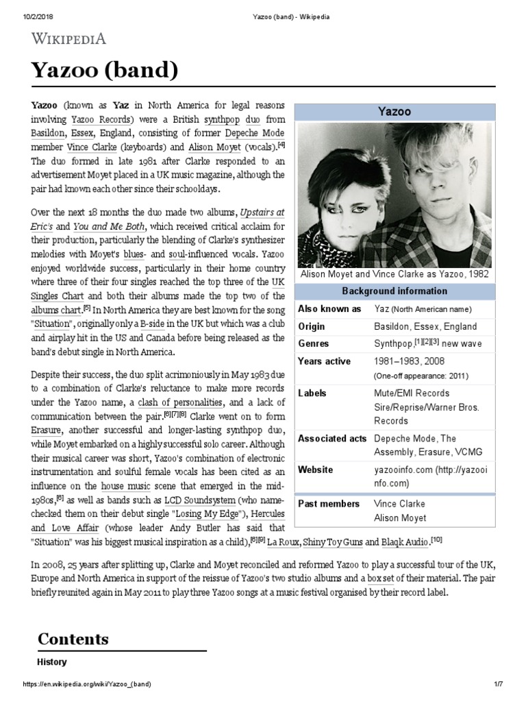 Yazoo (Wikipedia) | PDF | Music Industry | Leisure