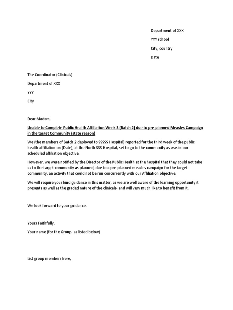 SAmple Letter For Affiliation Discontiuity | PDF