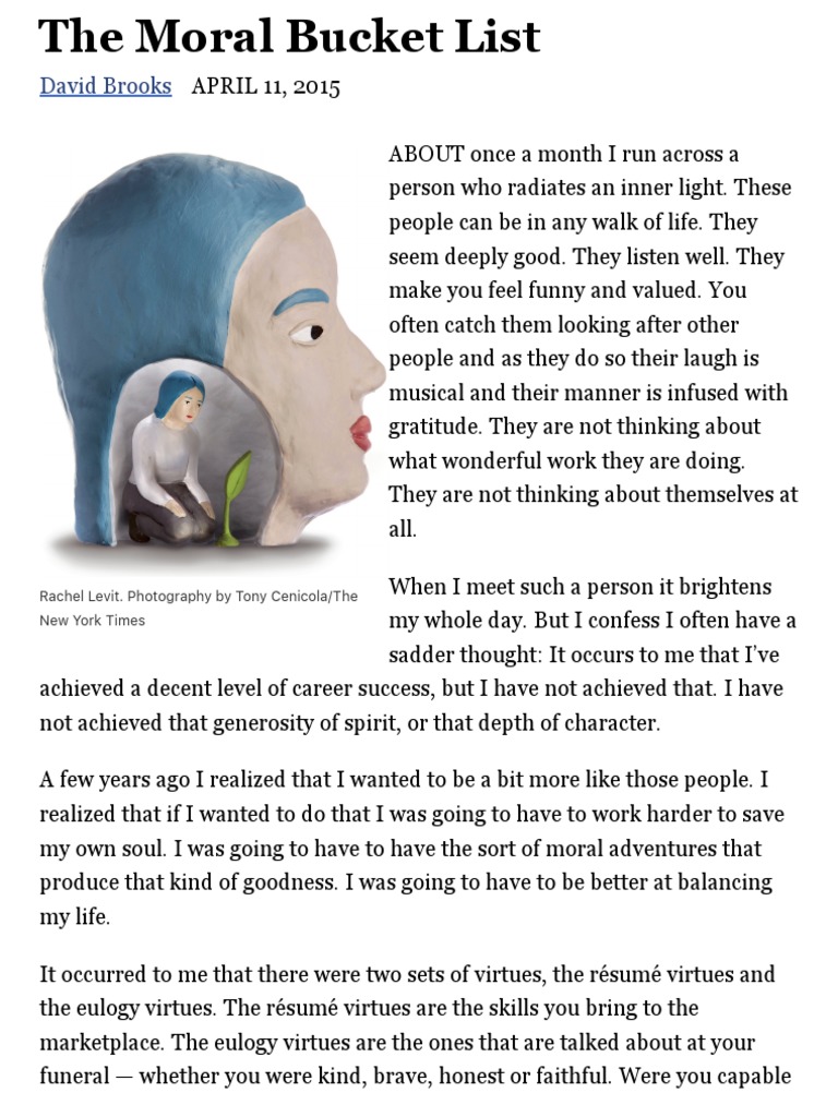 The Moral Bucket List - The New York Times | PDF | Temperament | Humility