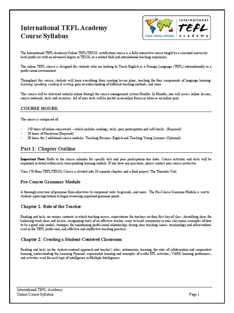 Ita Online Course Syllabus | PDF | English As A Second Or Foreign ...