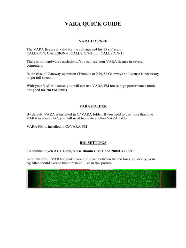 VARA Quick Guide | PDF | Filter (Signal Processing) | Latency (Engineering)